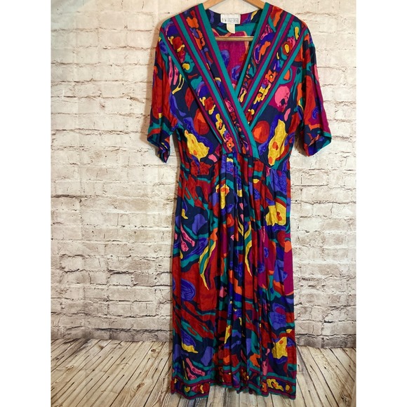 Together | Dresses | Vintage Together Dress Womens Large Colorful Retro ...